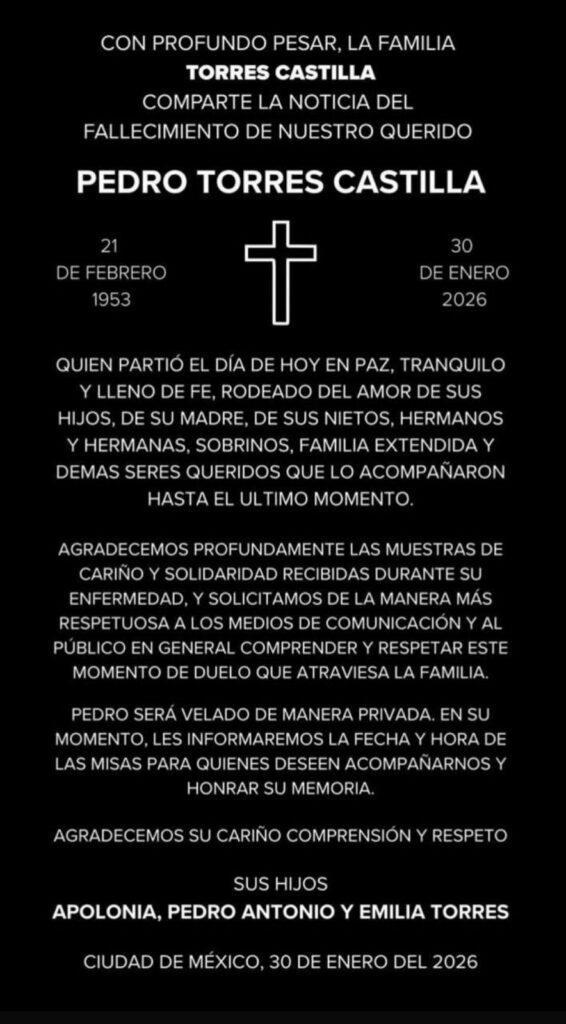 Muere Pedro Torres, productor de televisión y exesposo de Lucía Méndez ...