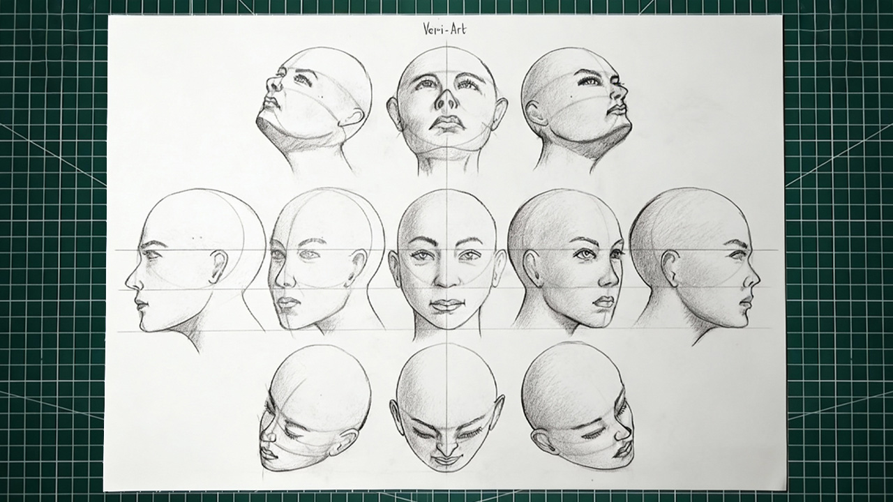 How to draw head angles correctly using basic shapes and depth