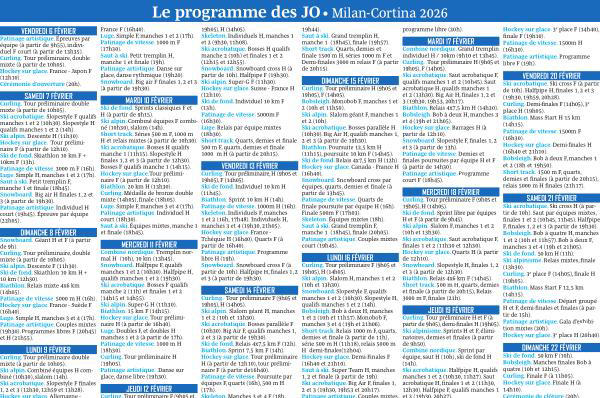 JO 2026. Téléchargez le calendrier complet des Jeux olympiques d’hiver ...