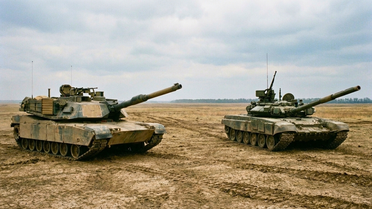 M1A2 and T-90 face off as modern main battle tanks