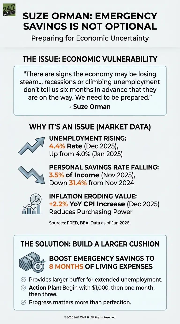 Suze Orman Is Right When Saying Emergency Savings Is Not Optional