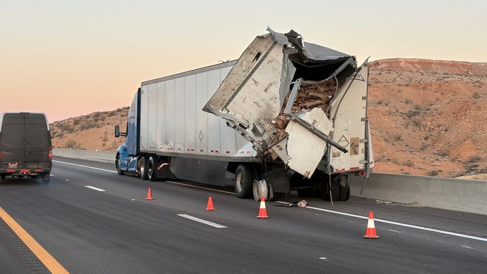 Potatoes dumped in crash on I-15 northeast of Las Vegas