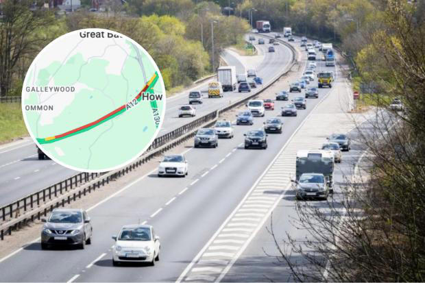 Part of northbound A12 partially blocked after collision
