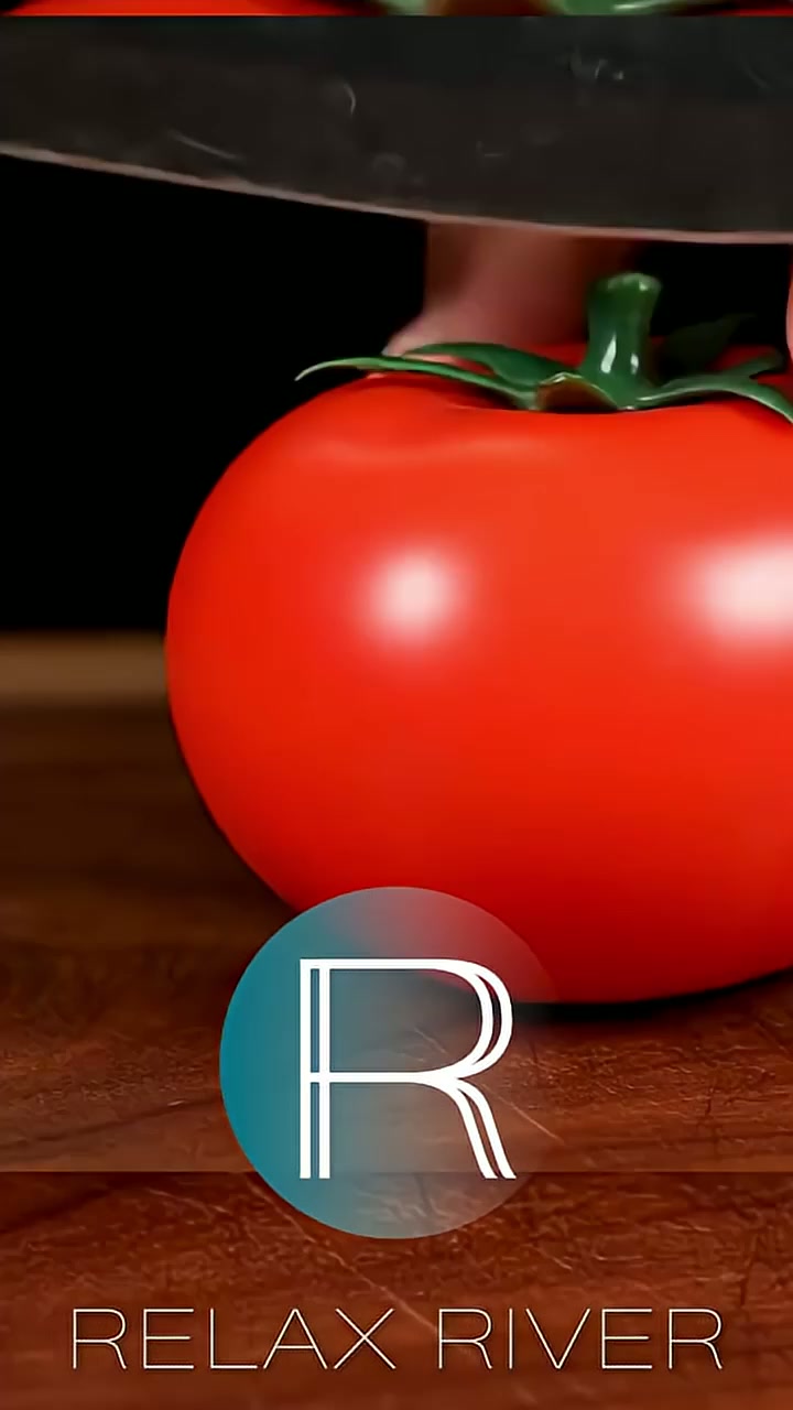 🍅 Relaxing AI generated plastic tomato cutting... reveals surprise ...