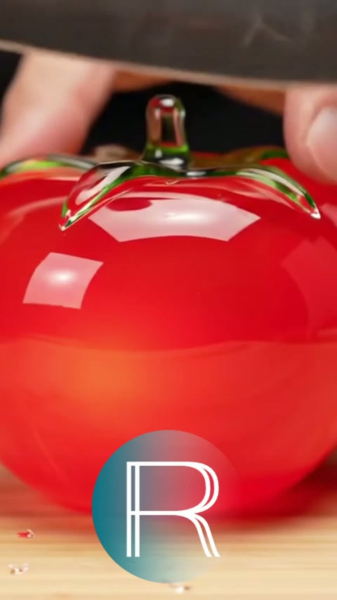 Slicing a glass tomato with AI 🍅💎 ASMR no talking #shorts