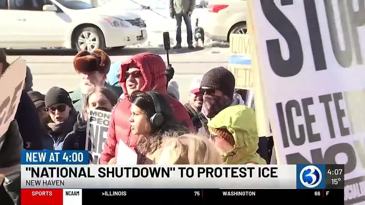 Anti-ICE protesters hold 'National Shutdown' rally in New Haven ...
