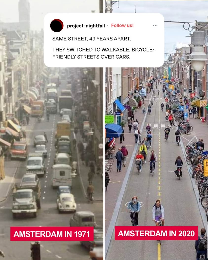In 1971, Amsterdam’s streets were dominated by cars, making it ...