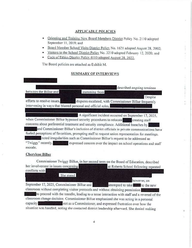 Billue intimidated school staff, district claims in heavily redacted ...