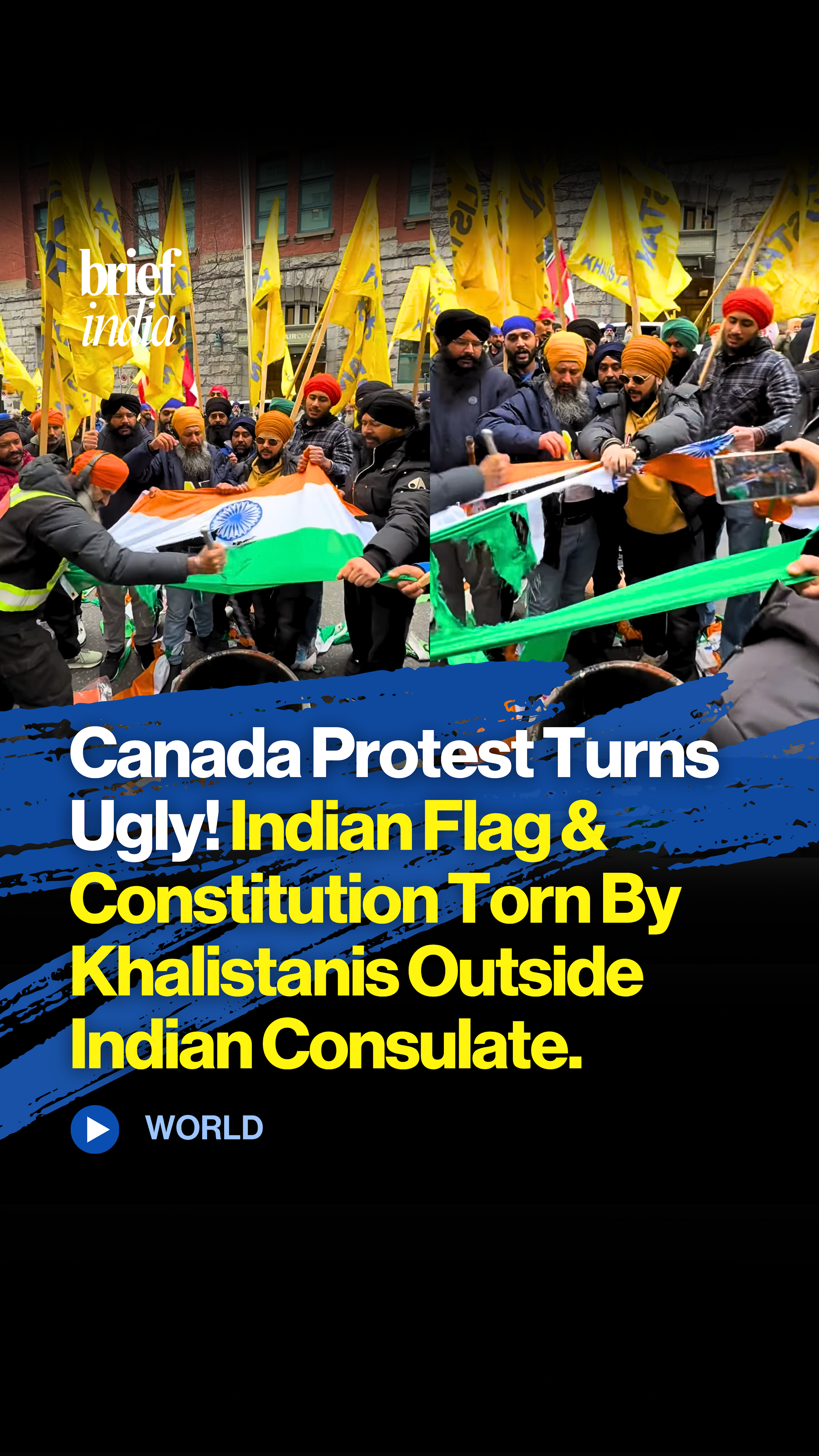 Protesters tear Indian flag and constitution outside Indian consulate ...