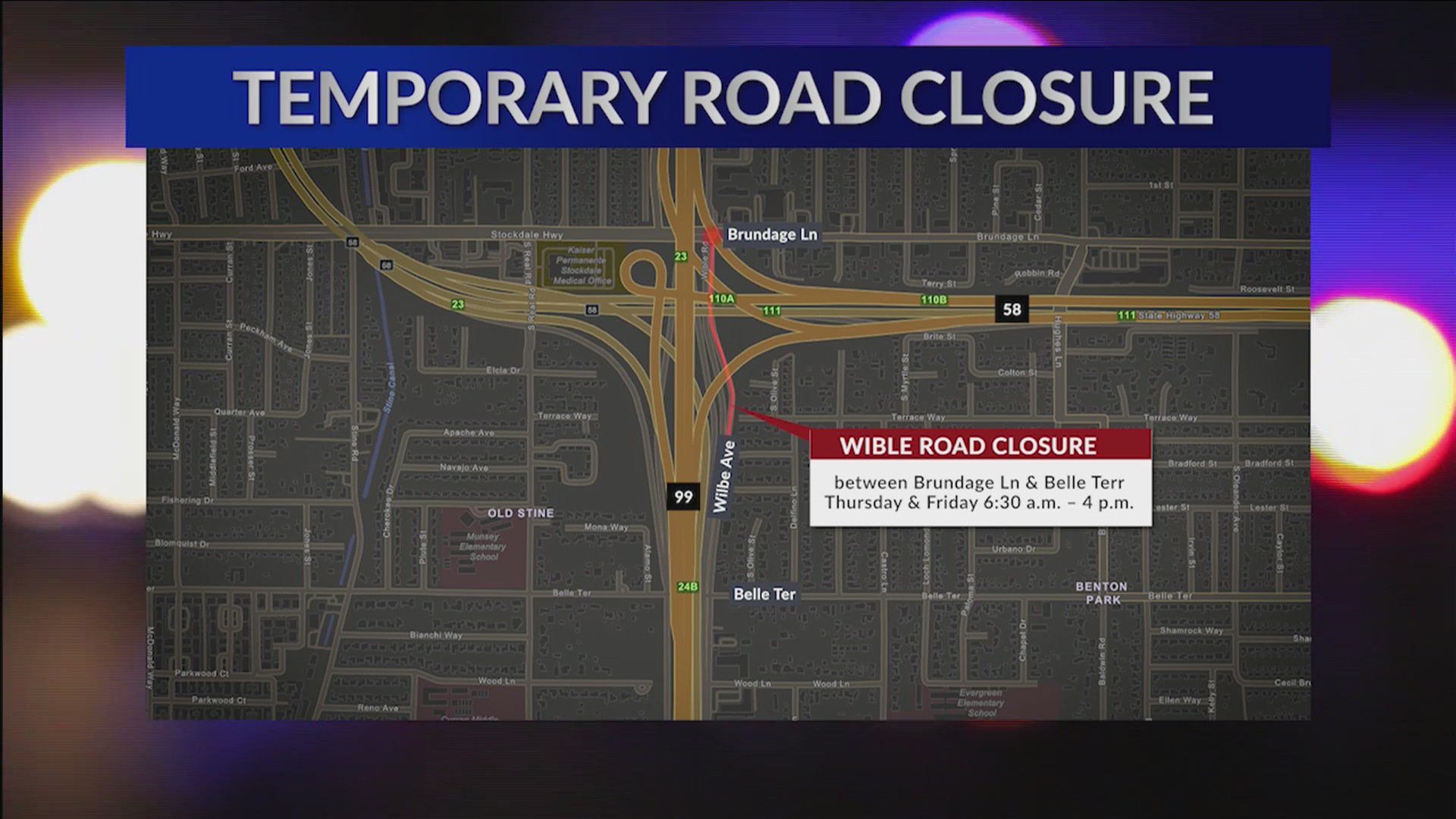 Connector bridge work at Hwys 58, 99 to cause several nearby closures
