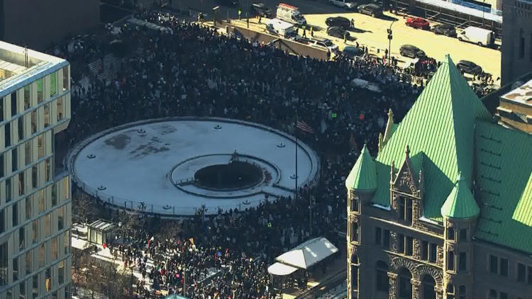 Hundreds gather in downtown Minneapolis to protest Operation Metro Surge
