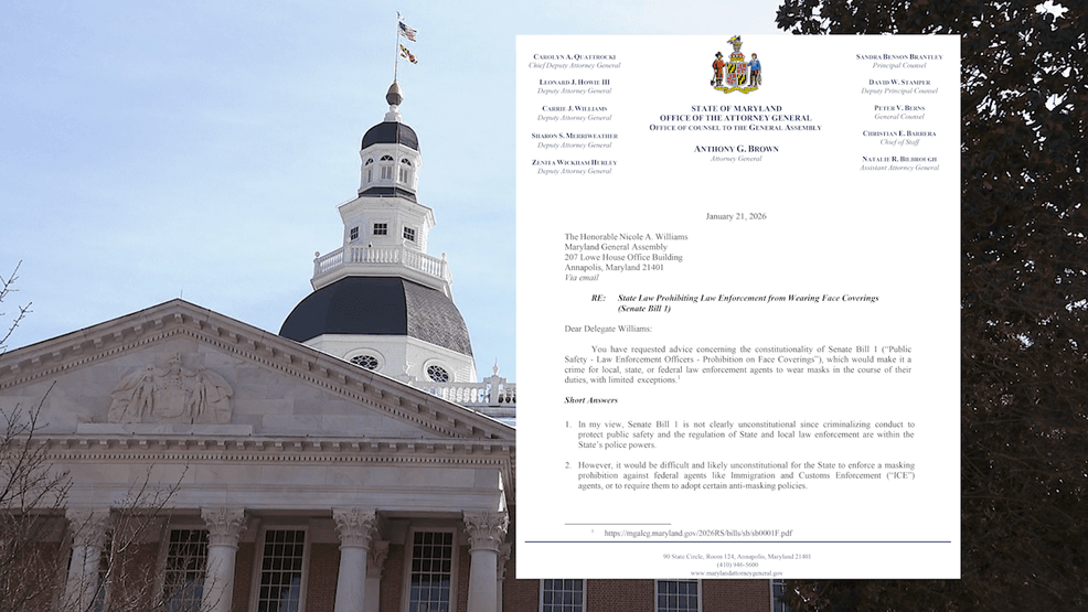 Maryland AG: Enforcing ICE mask ban would be 'difficult and likely ...