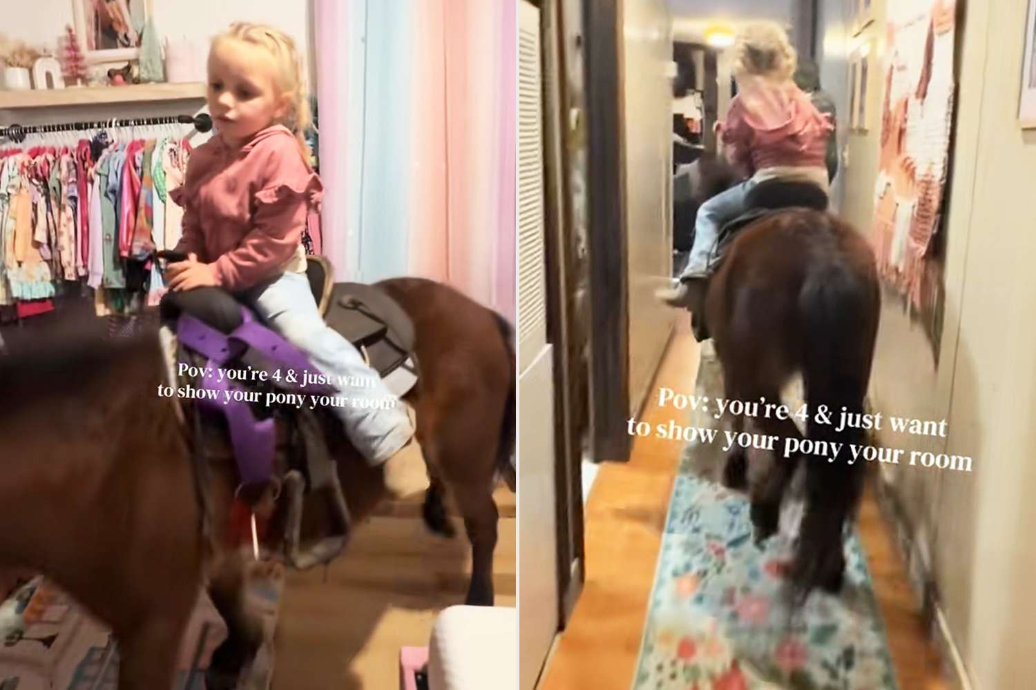 Girl, 4, asks her parents if she can show her pony her bedroom. When ...