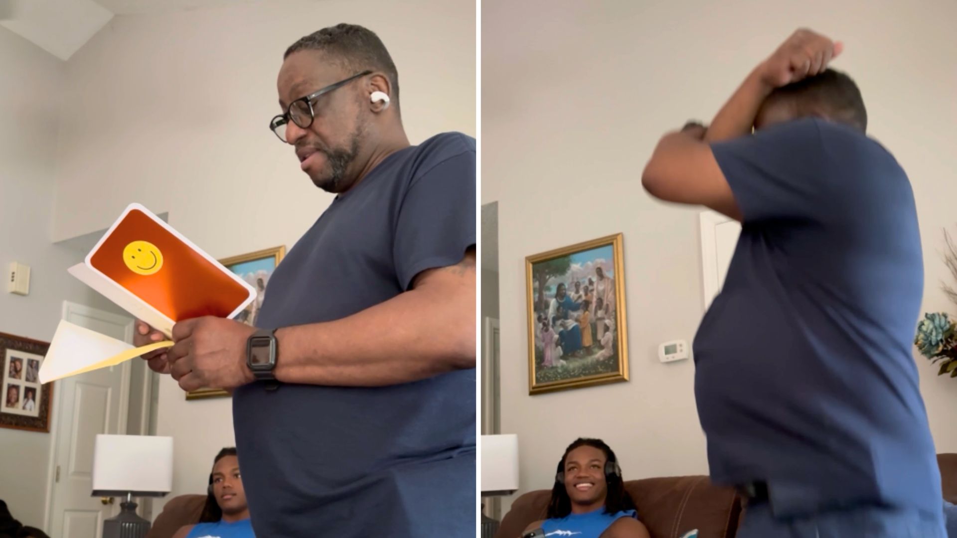 Confused dad takes ages to realize card that he thinks announces ...