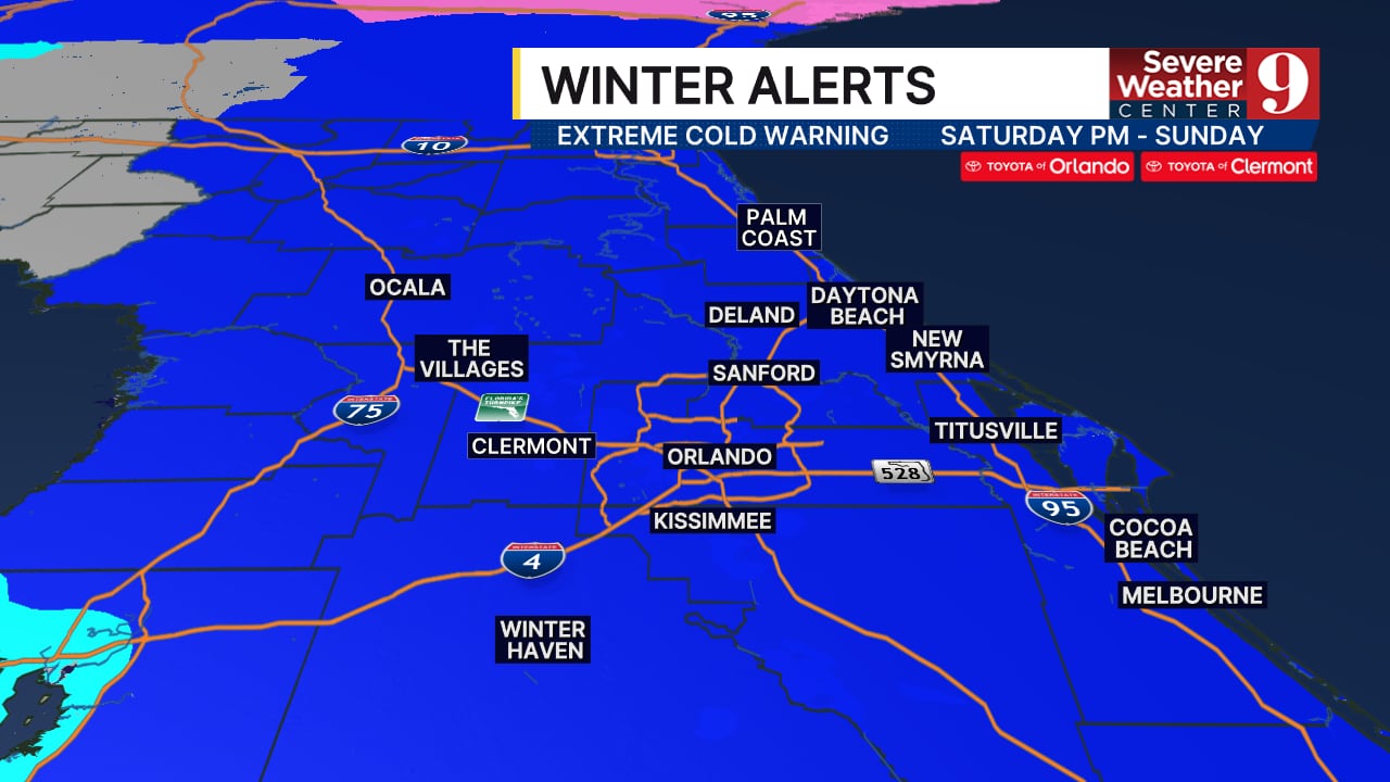 Extreme cold warning and freeze warning issued for all of Central Florida