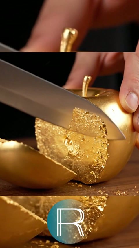 Slicing gold fruit with AI! 🍎🍐 ASMR no talking #shorts