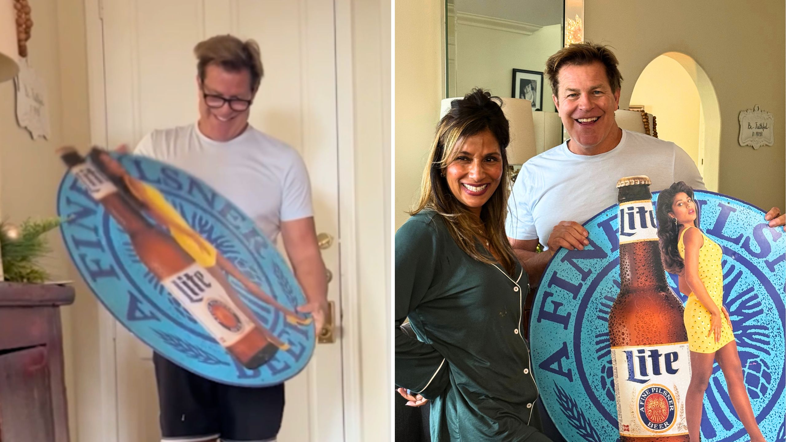 Dad surprised with beer model wife's tin tacker after decades of ...