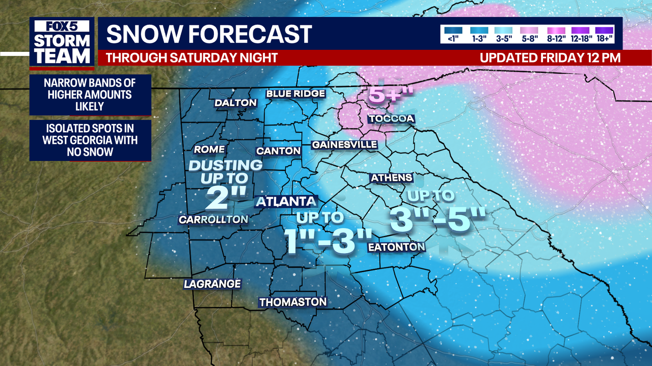 Georgia winter storm warning: Snow totals, timing, and rare -15° wind ...