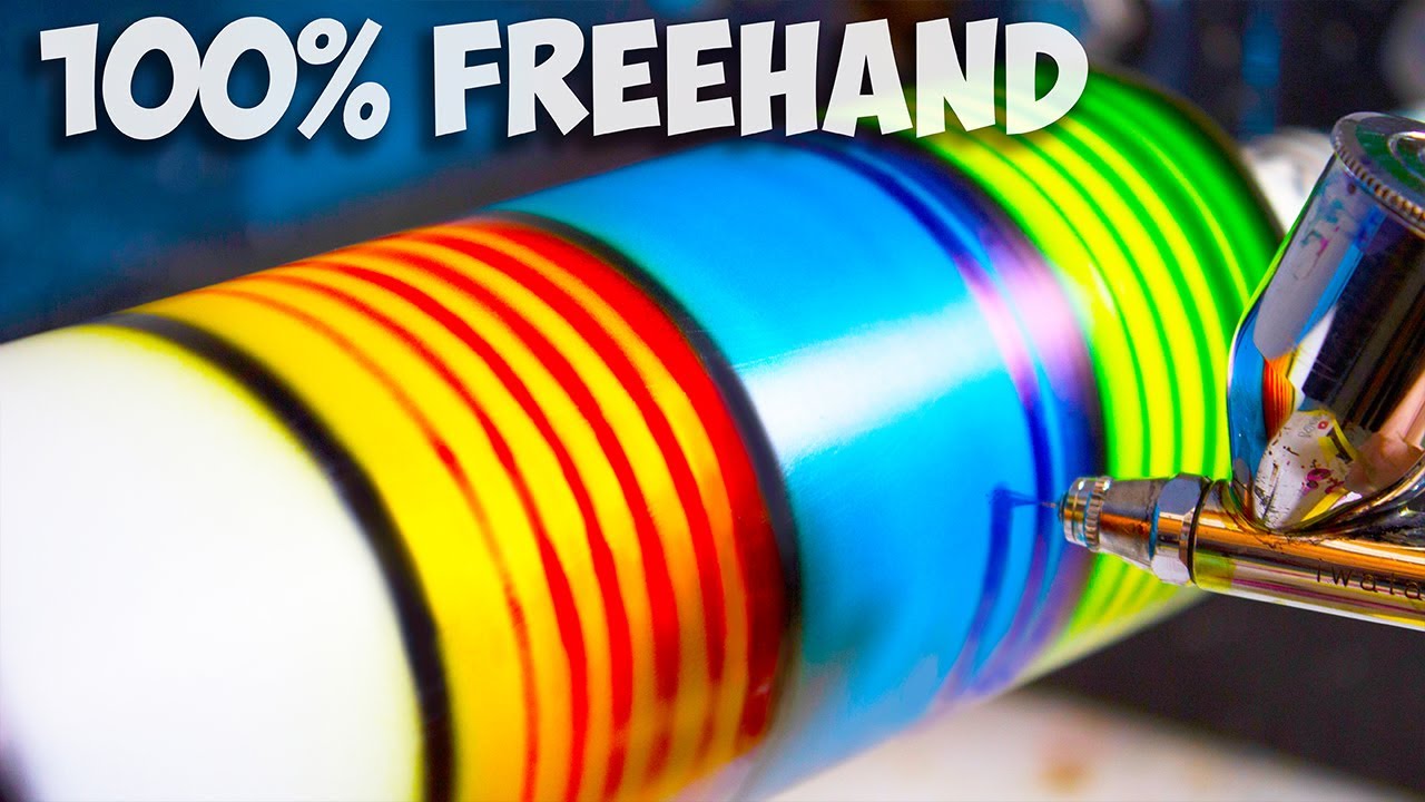 Freehand airbrush perfectly straight lines like this