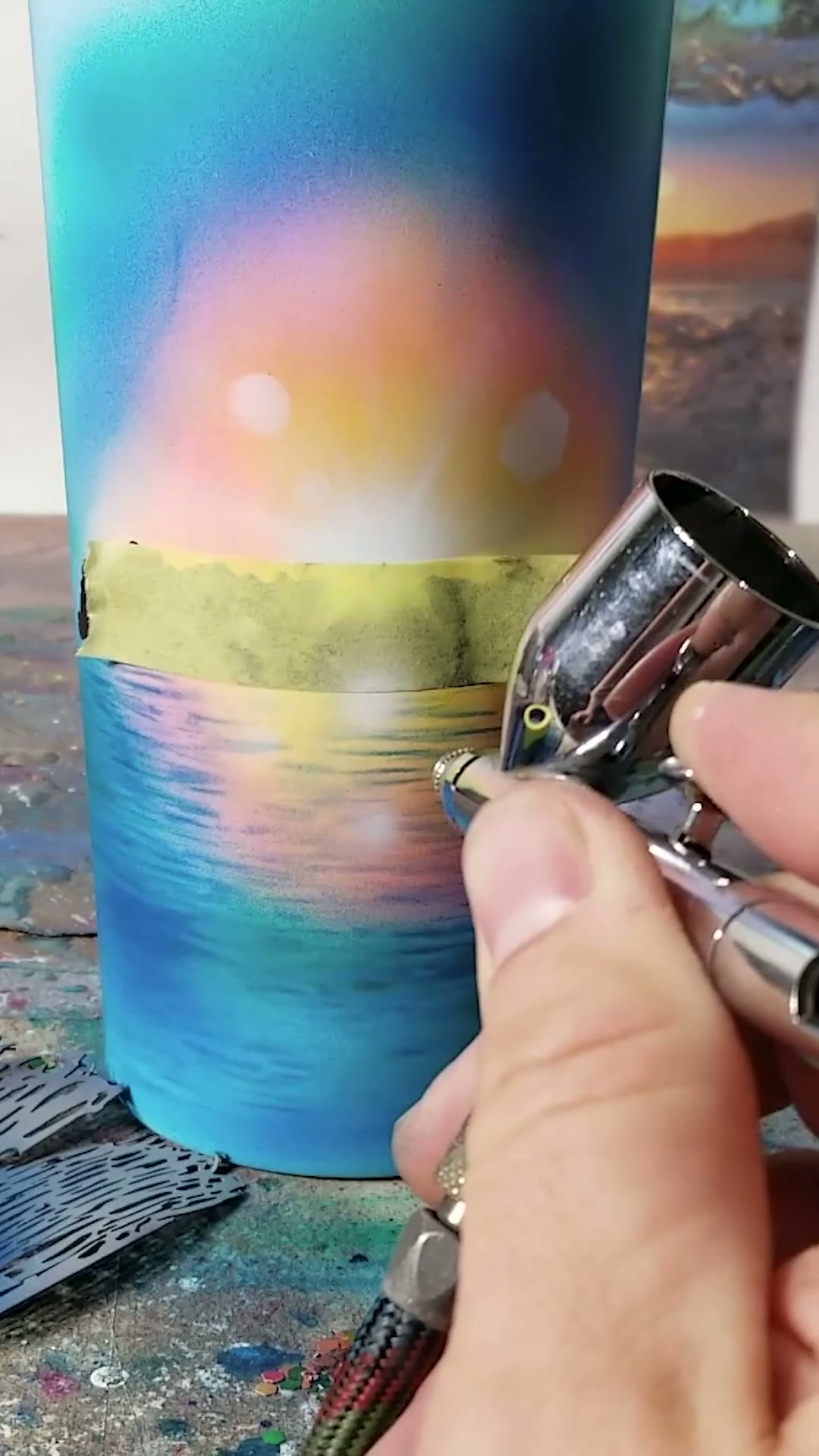 Wave ocean sunset #airbrush #posca #painting