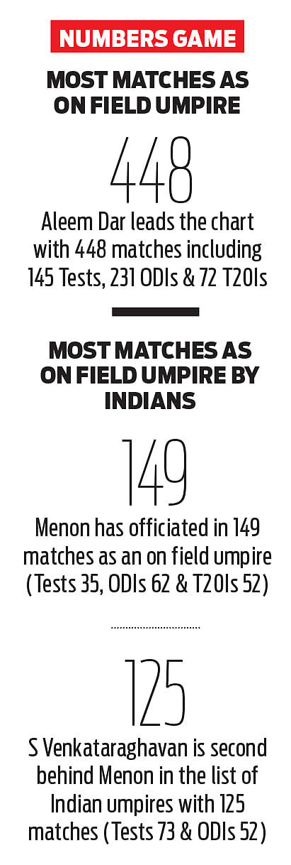 'Elite' umpire Menon set to touch 150-mark in 5th T20I