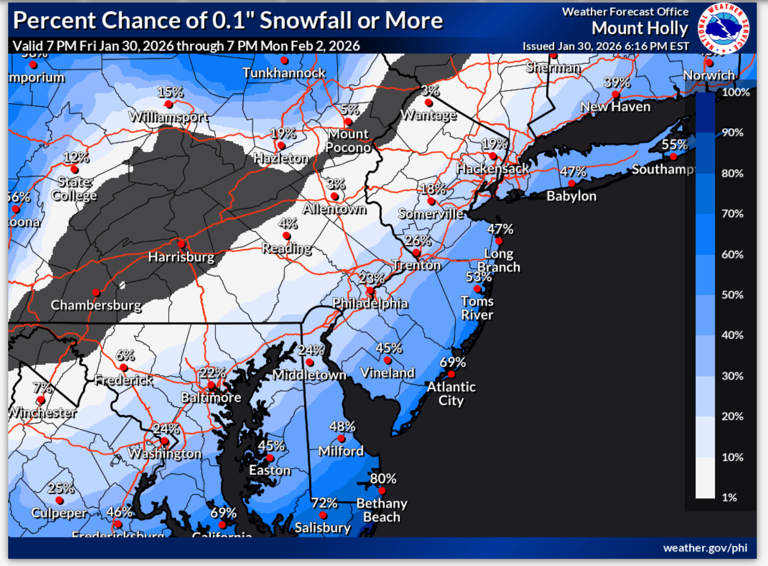 New map shows snowfall and storm chances for Bergen County this weekend
