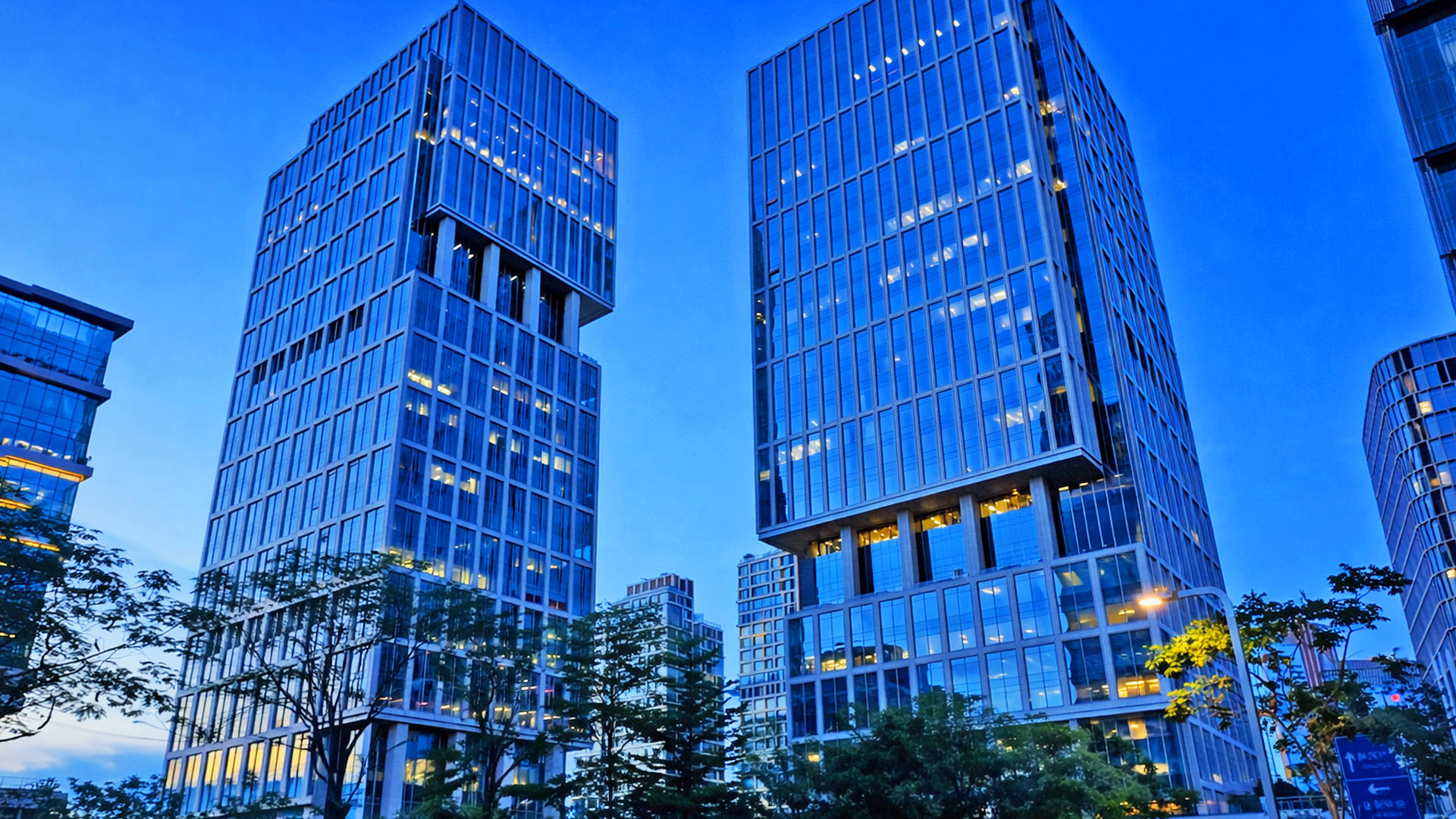 China skyscrapers at dusk