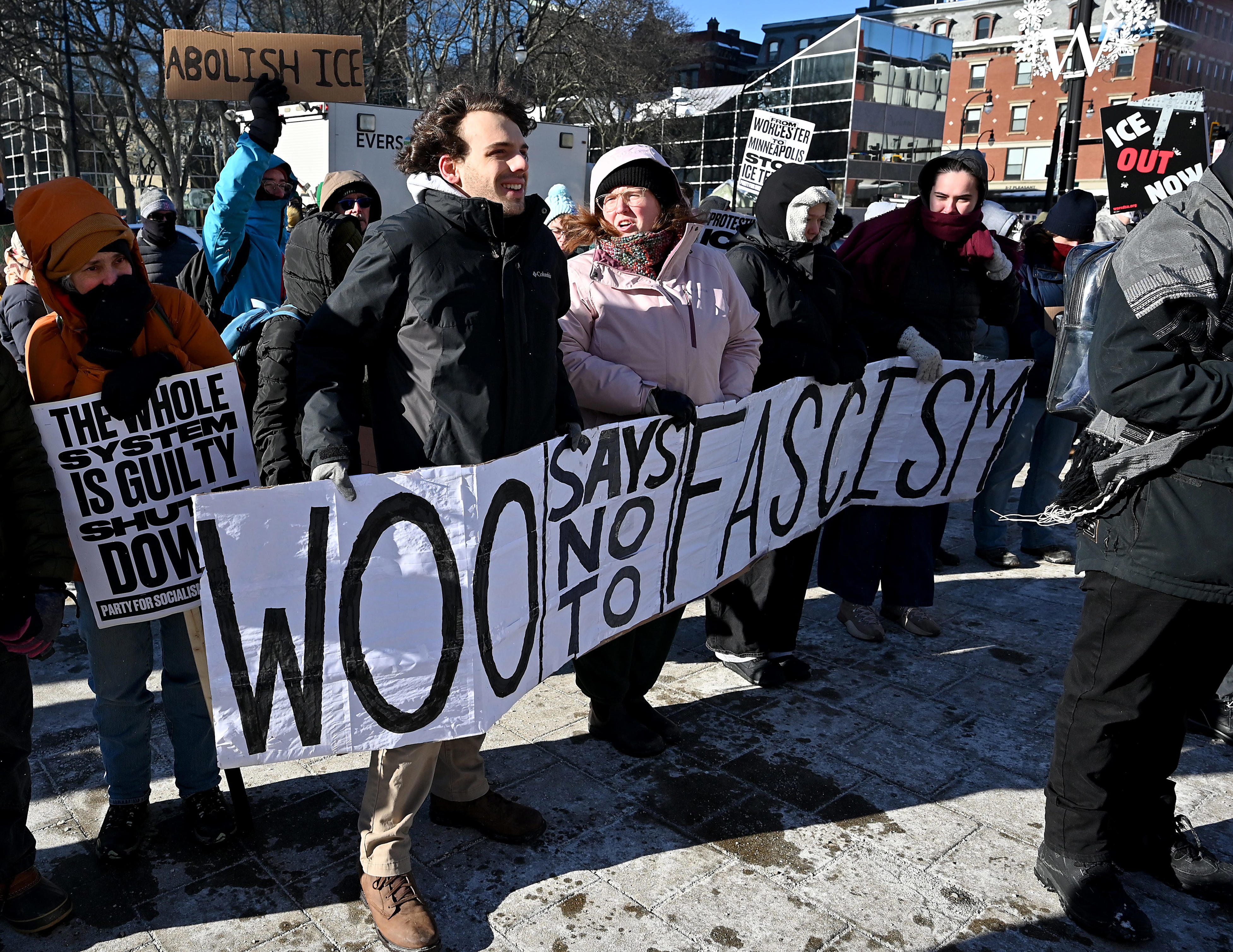 Worcester protesters outside City Hall join nationwide anti-ICE rally