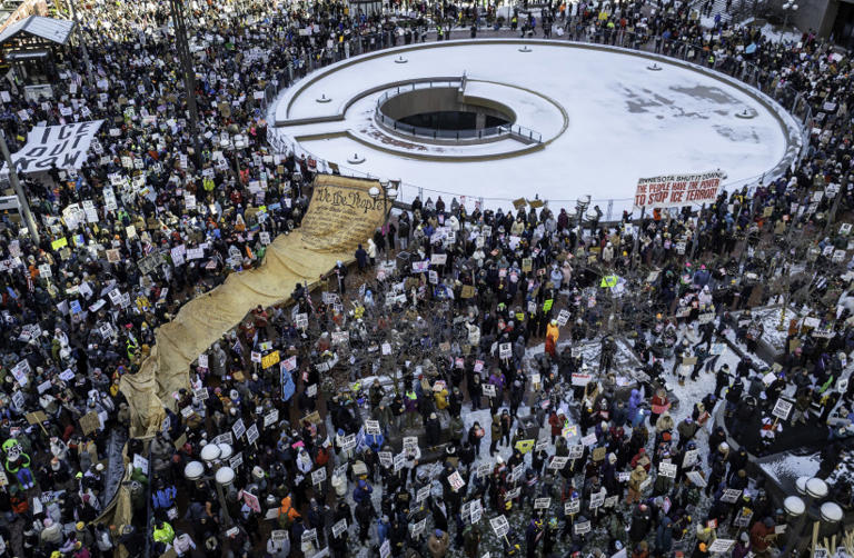 Thousands demonstrate in Minnesota and across US to protest ICE