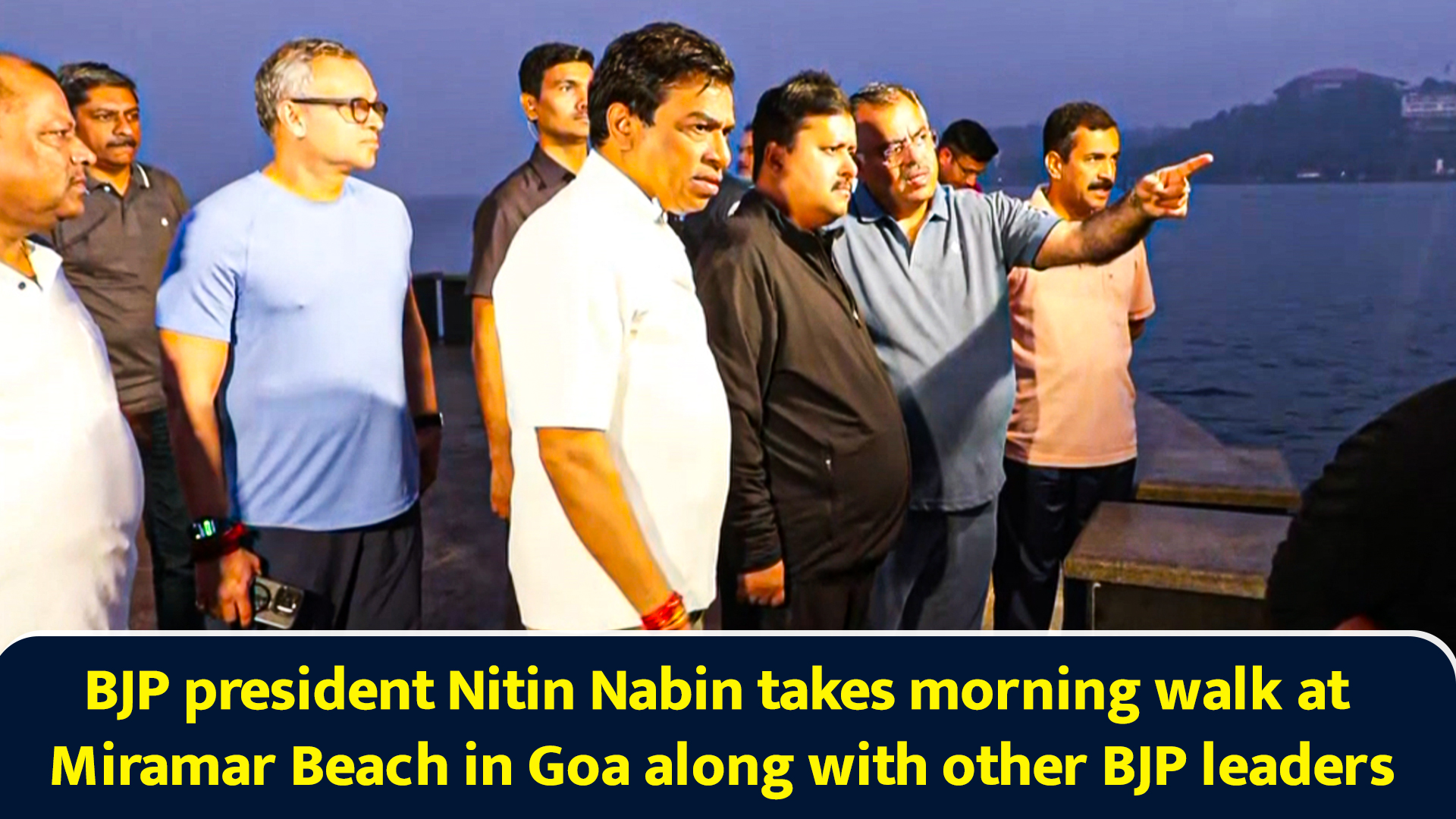 BJP president Nitin Nabin takes morning walk at Miramar Beach in Goa ...