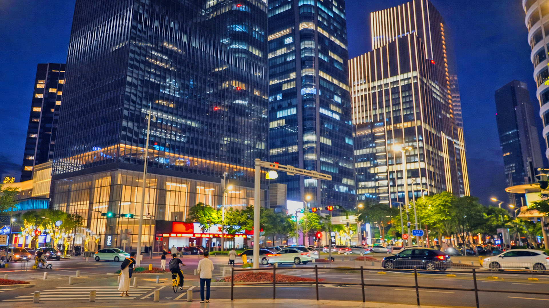 Urban life scene at night in China