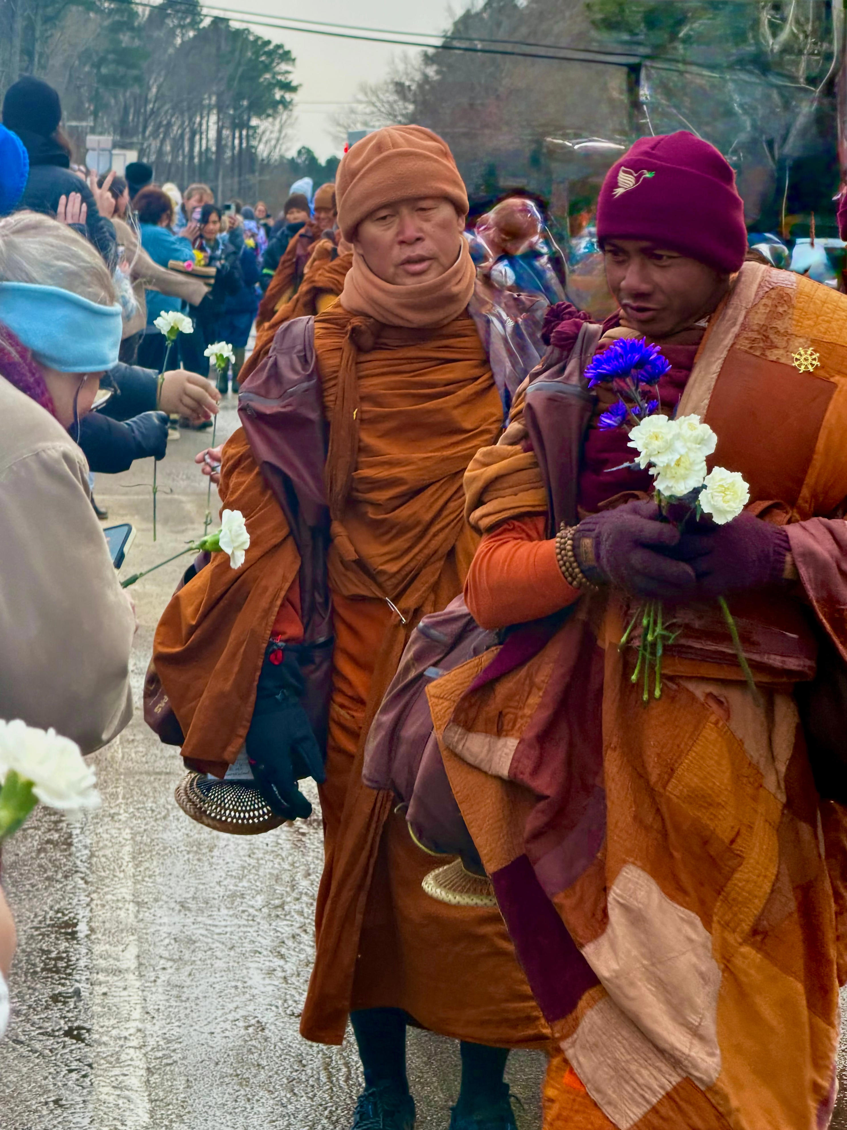 How are the Walk for Peace monks doing in the winter weather? Where are ...
