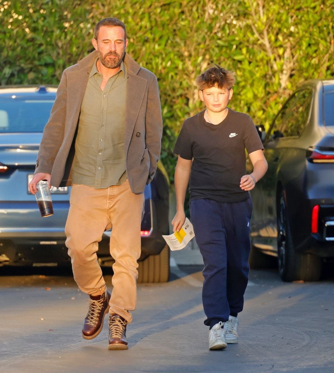 Ben Affleck shares a sweet father-son moment with son Samuel during a ...