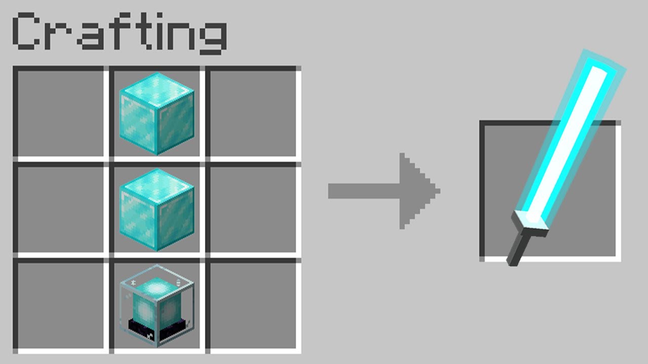 Minecraft but you can craft laser swords from any block