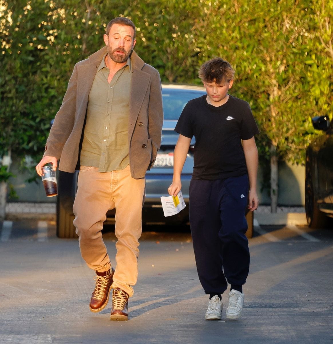 Ben Affleck shares a sweet father-son moment with son Samuel during a ...