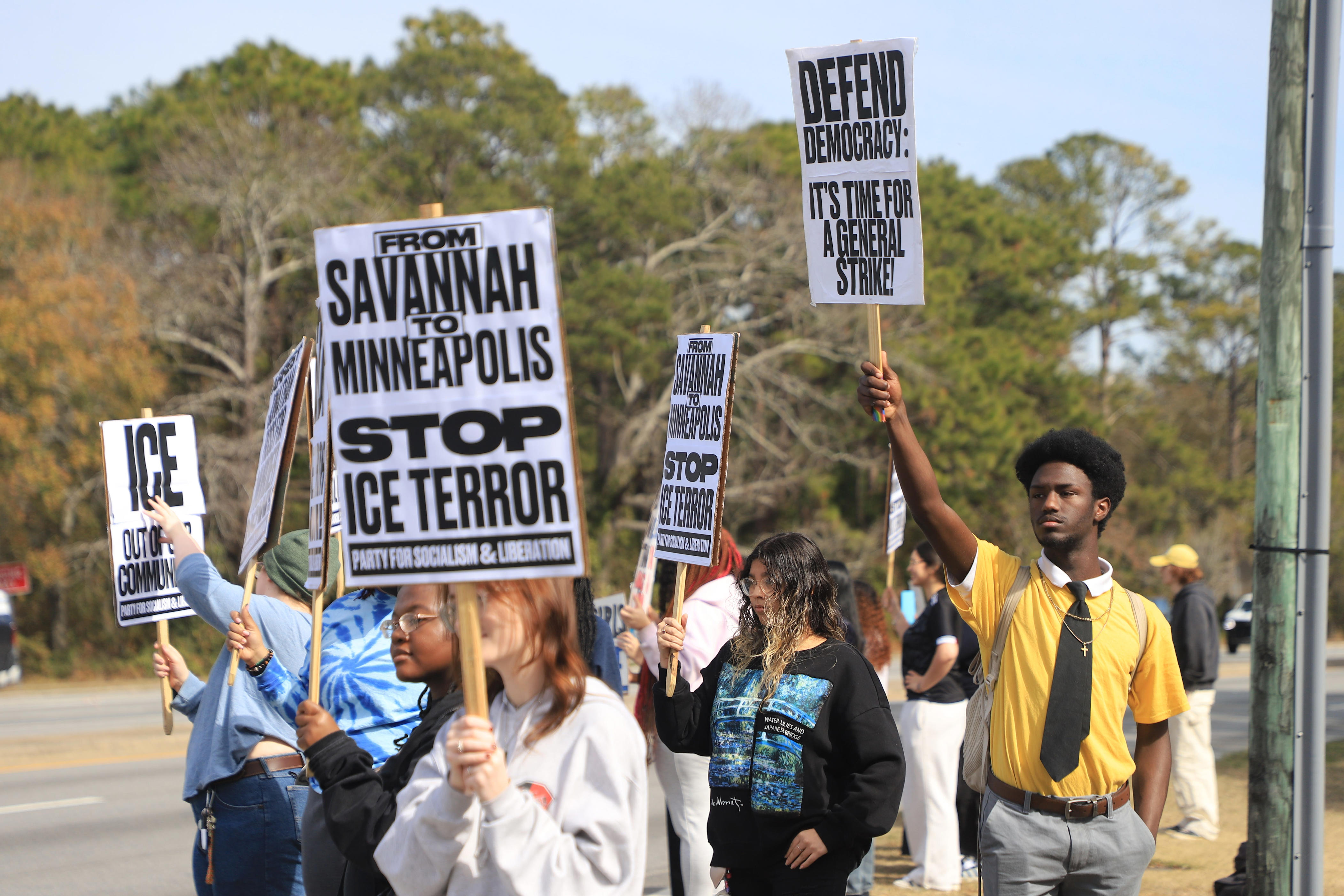 Dozens gather for Savannah walkout to protest ICE