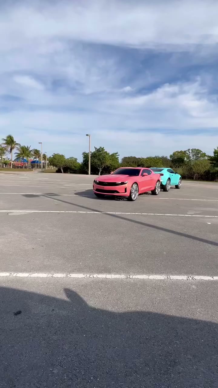 B2B Camaros on 26’s (peach) 28’s (blue)