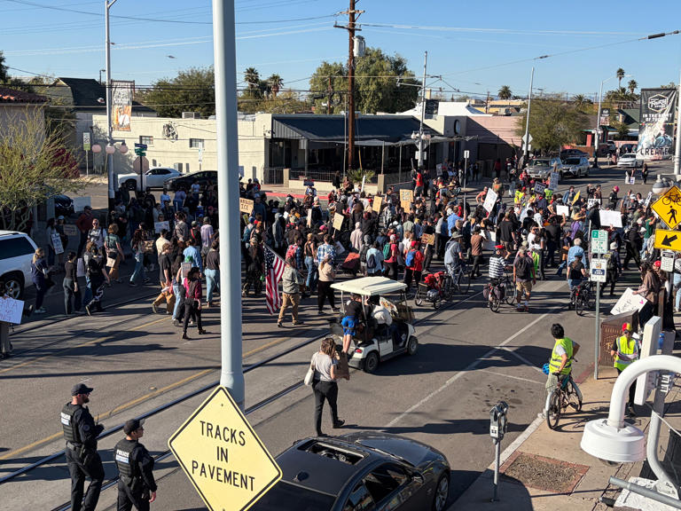 Tucson businesses close, hundreds protest on National Day of Action
