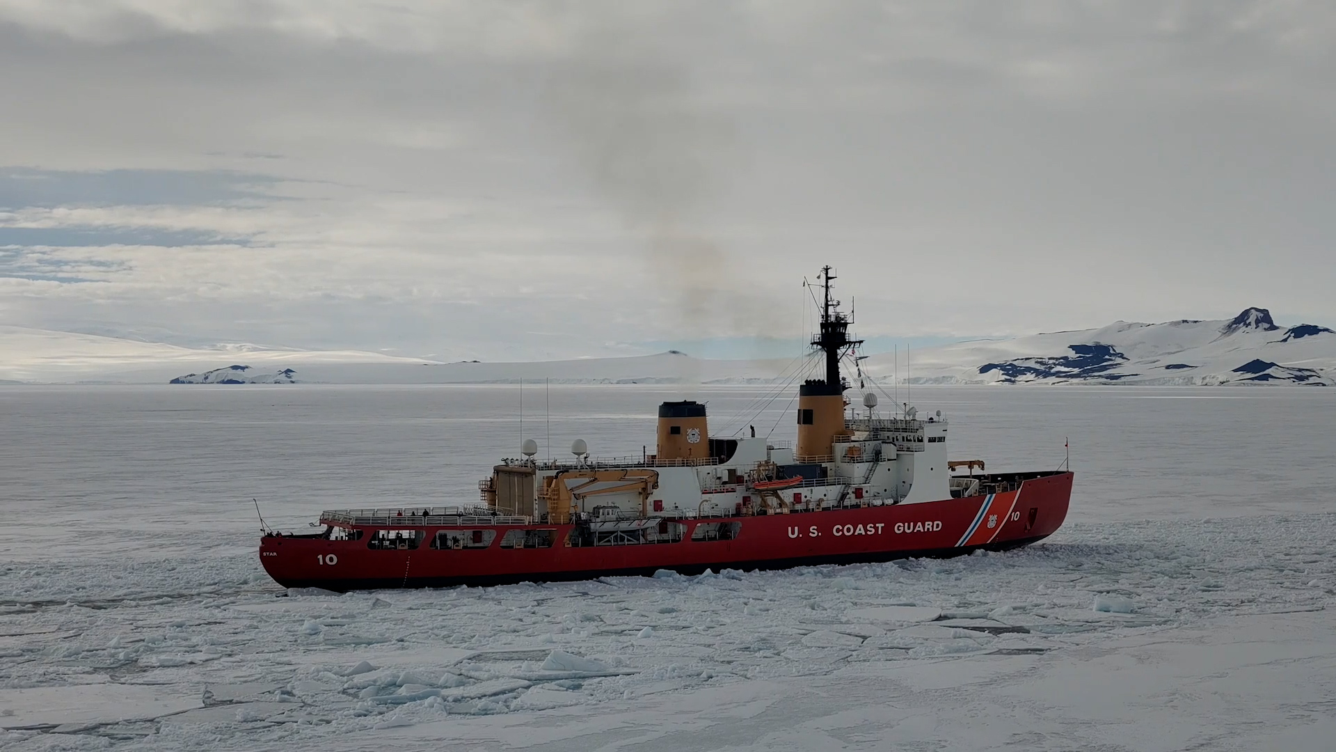 USCGC Polar Star guides tanker through Antarctic ice