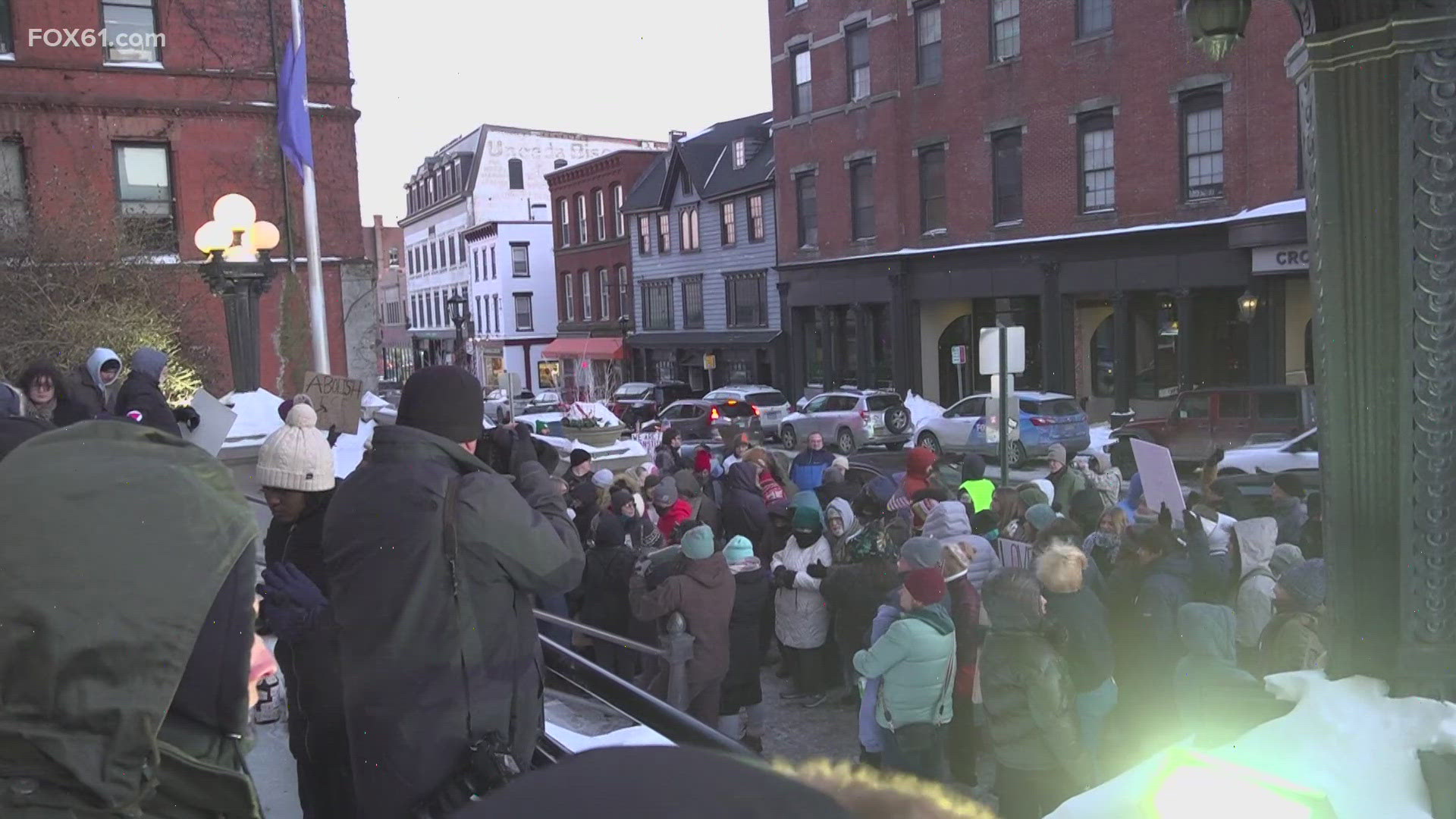 Anti-ICE strike flows onto the streets of New London