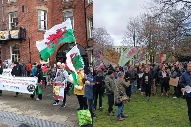 Protests in Wrexham city centre over asylum seeker accommodation plans