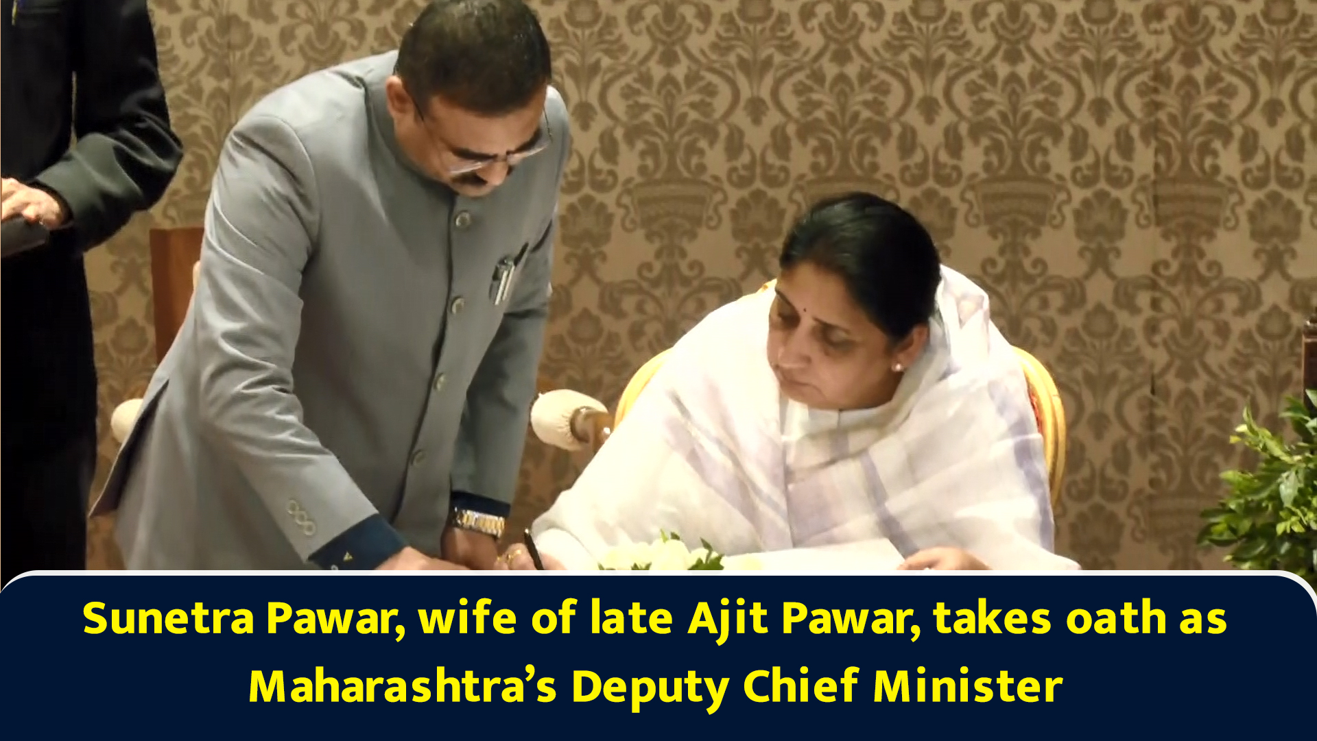 Sunetra Pawar, wife of late Ajit Pawar, takes oath as Maharashtra’s ...