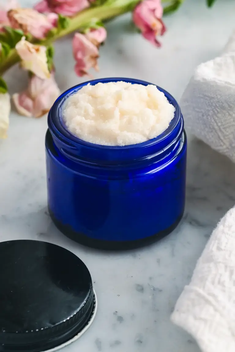 Homemade face scrub with tallow (gentle sugar exfoliator for glowing skin)