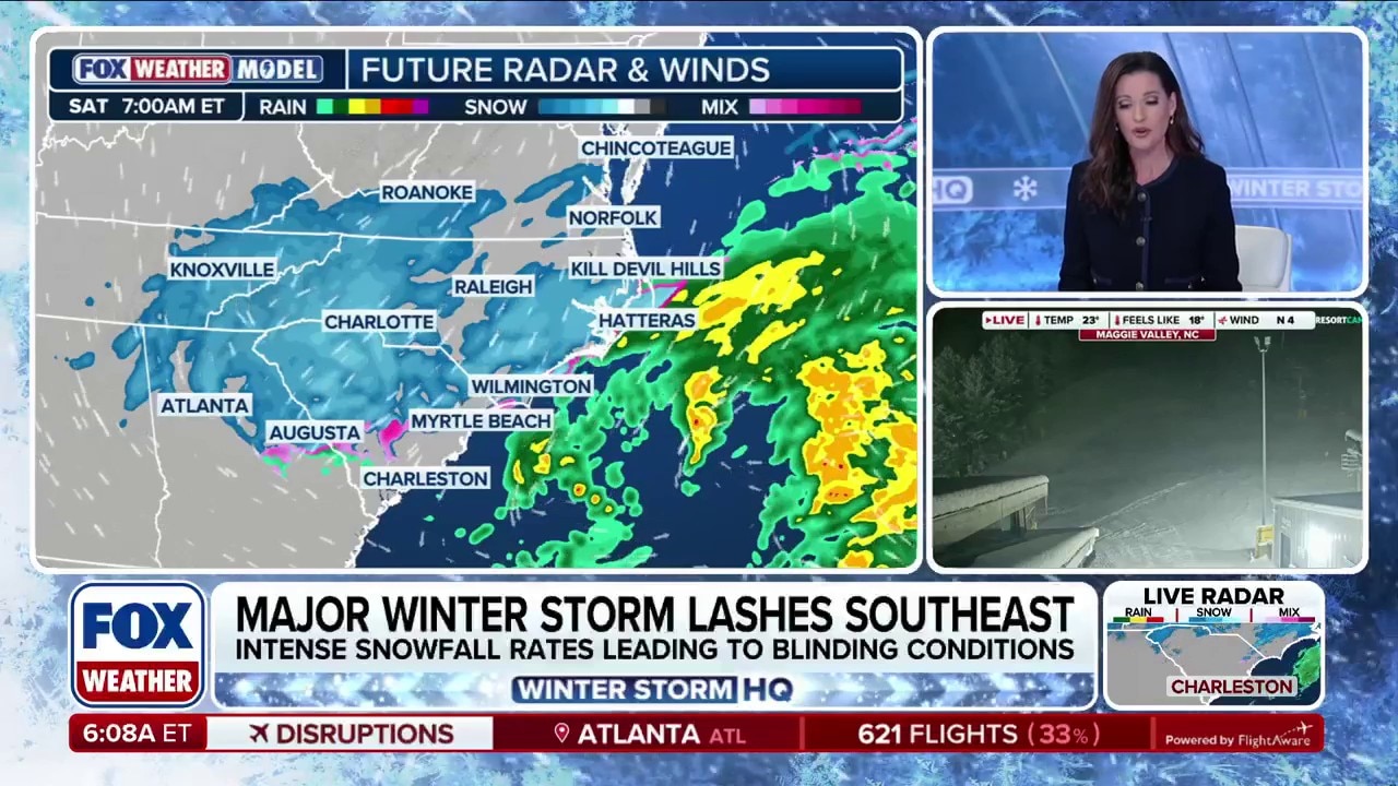 Major winter storm lashing Southeast with snow, life-threatening cold