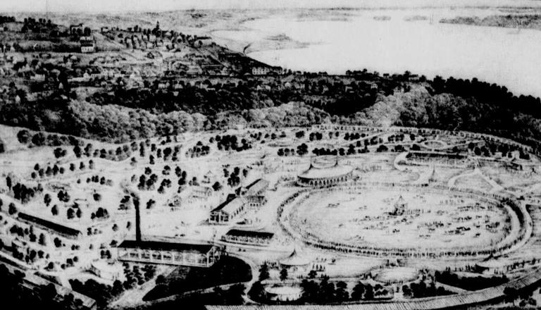 Lithograph shows bustling 1856 Illinois State Fair in Alton