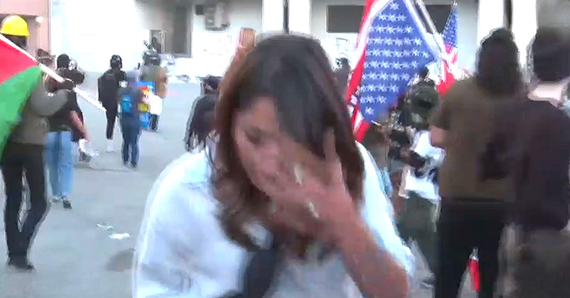 ‘I just got hit!’ CNN reporter chokes live on camera as Trump ICE ...