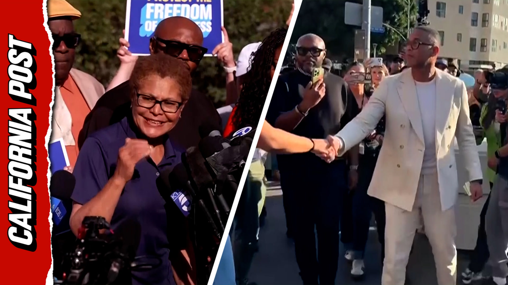 Don Lemon and LA Mayor Karen Bass address crowd after the ex-CNN anchor ...