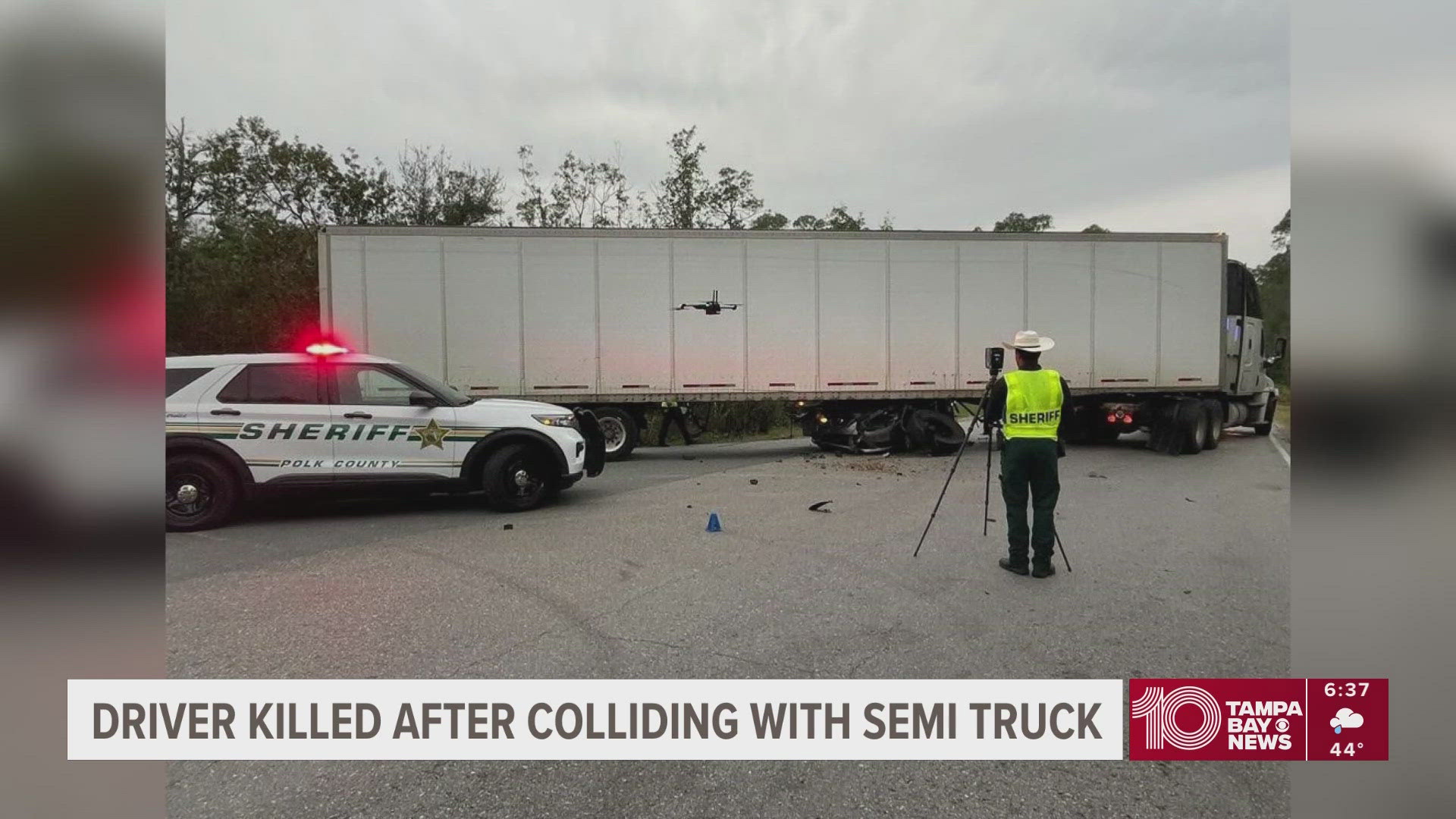 Semi-truck and car crash leave 1 dead in Davenport, PCSO deputies say