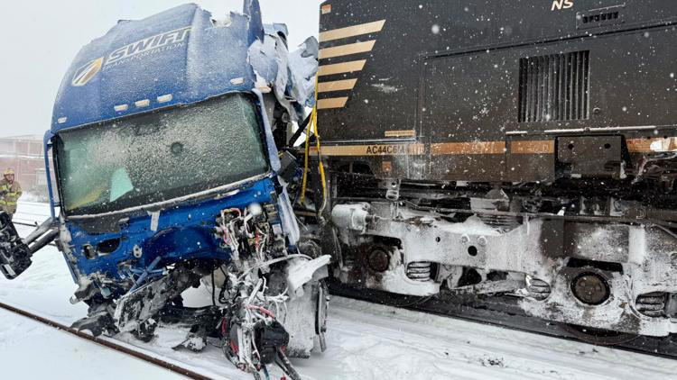 Semi Truck Hit By Train