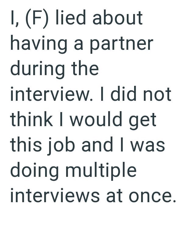 Job candidate lies about having a partner in an interview for a family ...